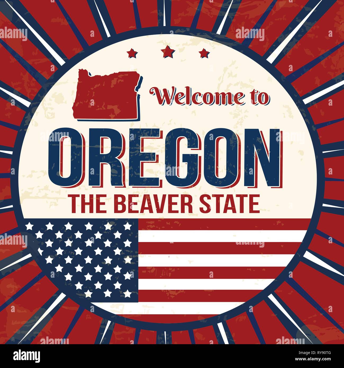 Welcome to Oregon vintage grunge poster, vector illustration Stock ...