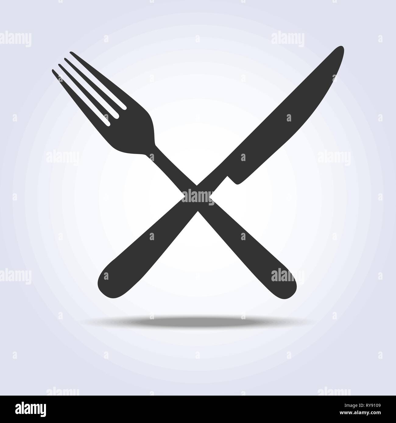 Fork knife sign simple icon in gray colors. Vector illustration Stock ...