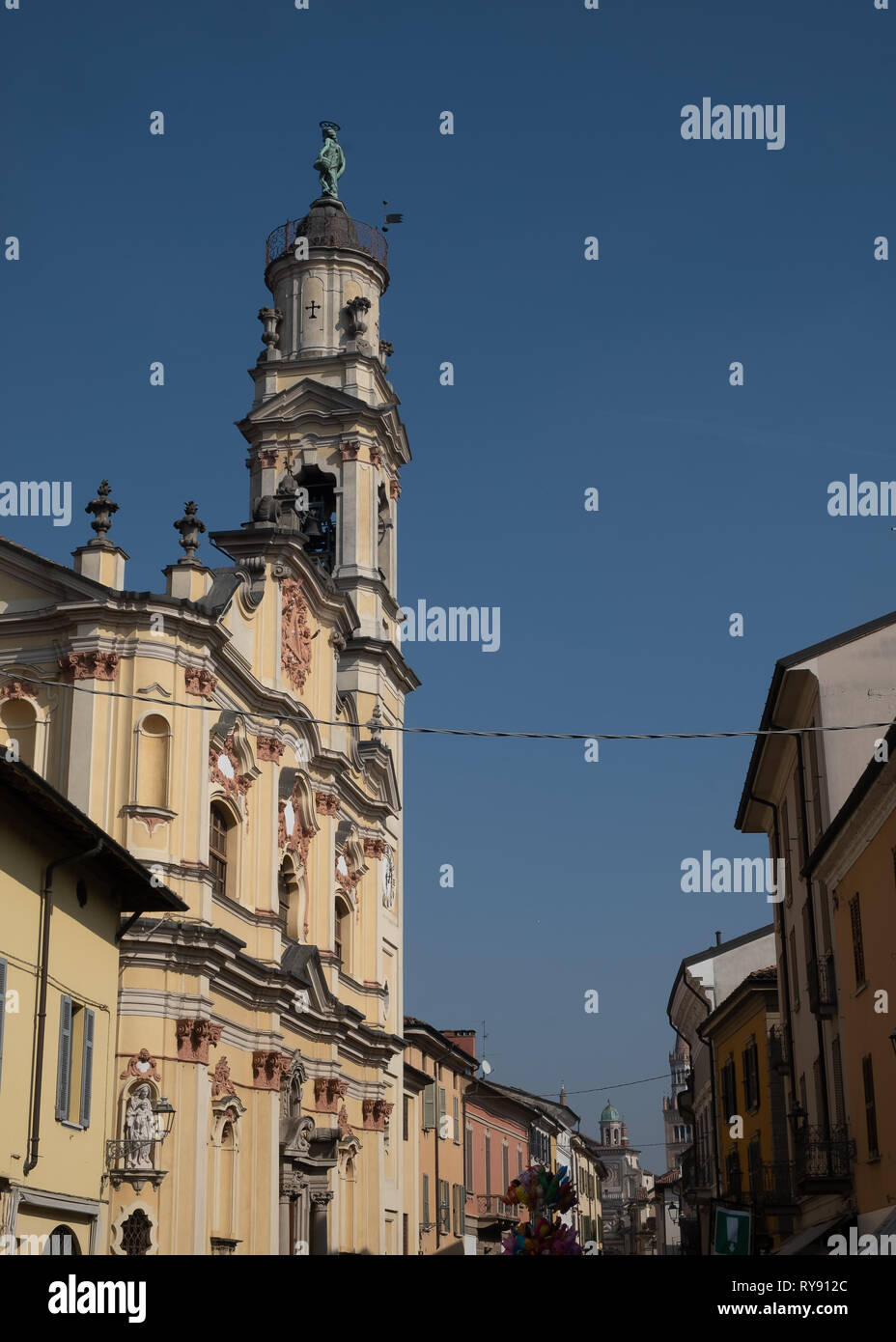 city of Crema - historic center with church (Chiesa Santissima Trinità ...