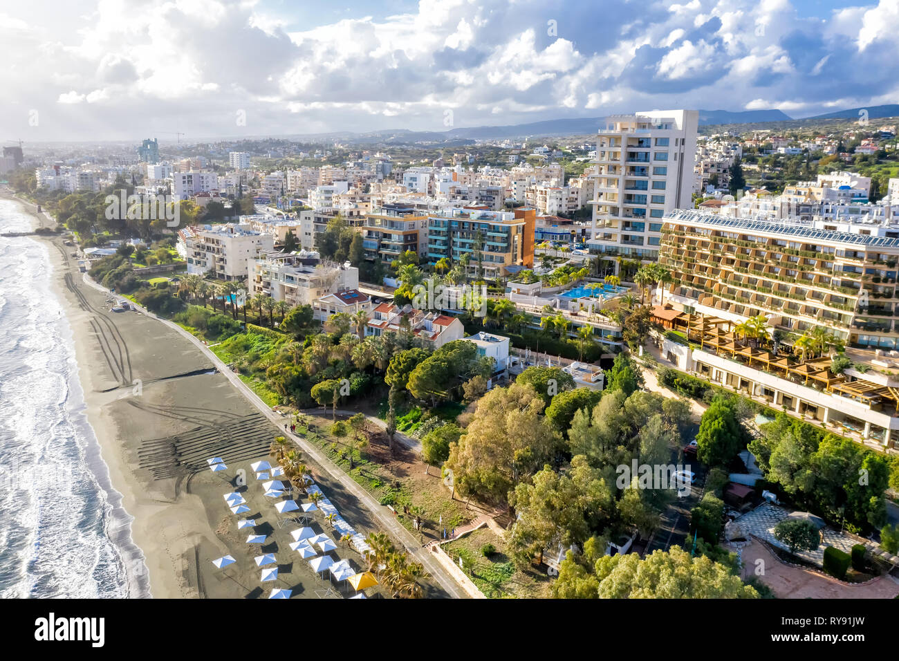 Aerial view of Limassol city, a famous tourist resort, Cyprus Stock ...