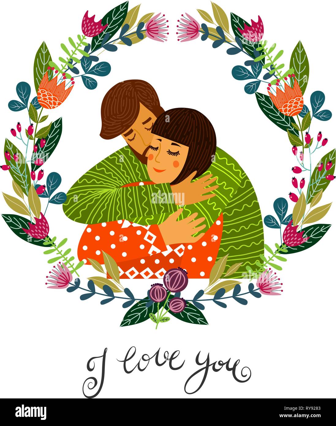 Couple in love. Flat design vector illustration Stock Vector Image ...