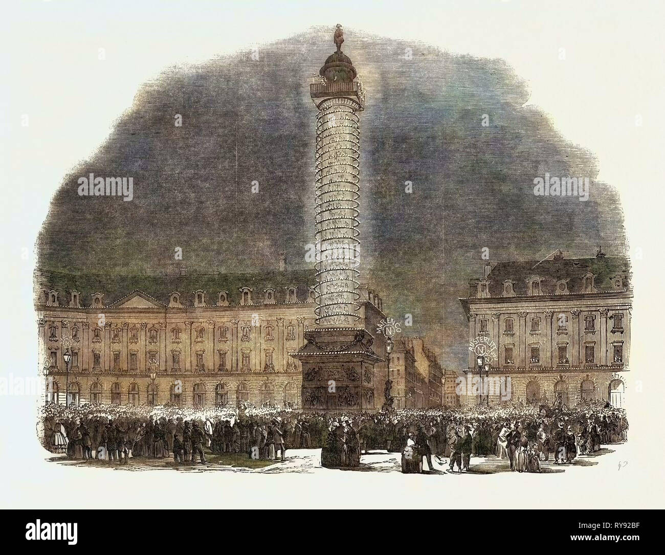 The Column in the Place Vendome, Illuminated, 1852 Stock Photo - Alamy