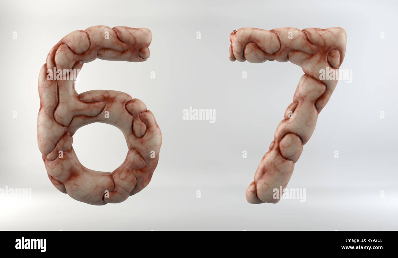3D Illustration of Brain Alphabet (Letters and Numbers) isolated on ...