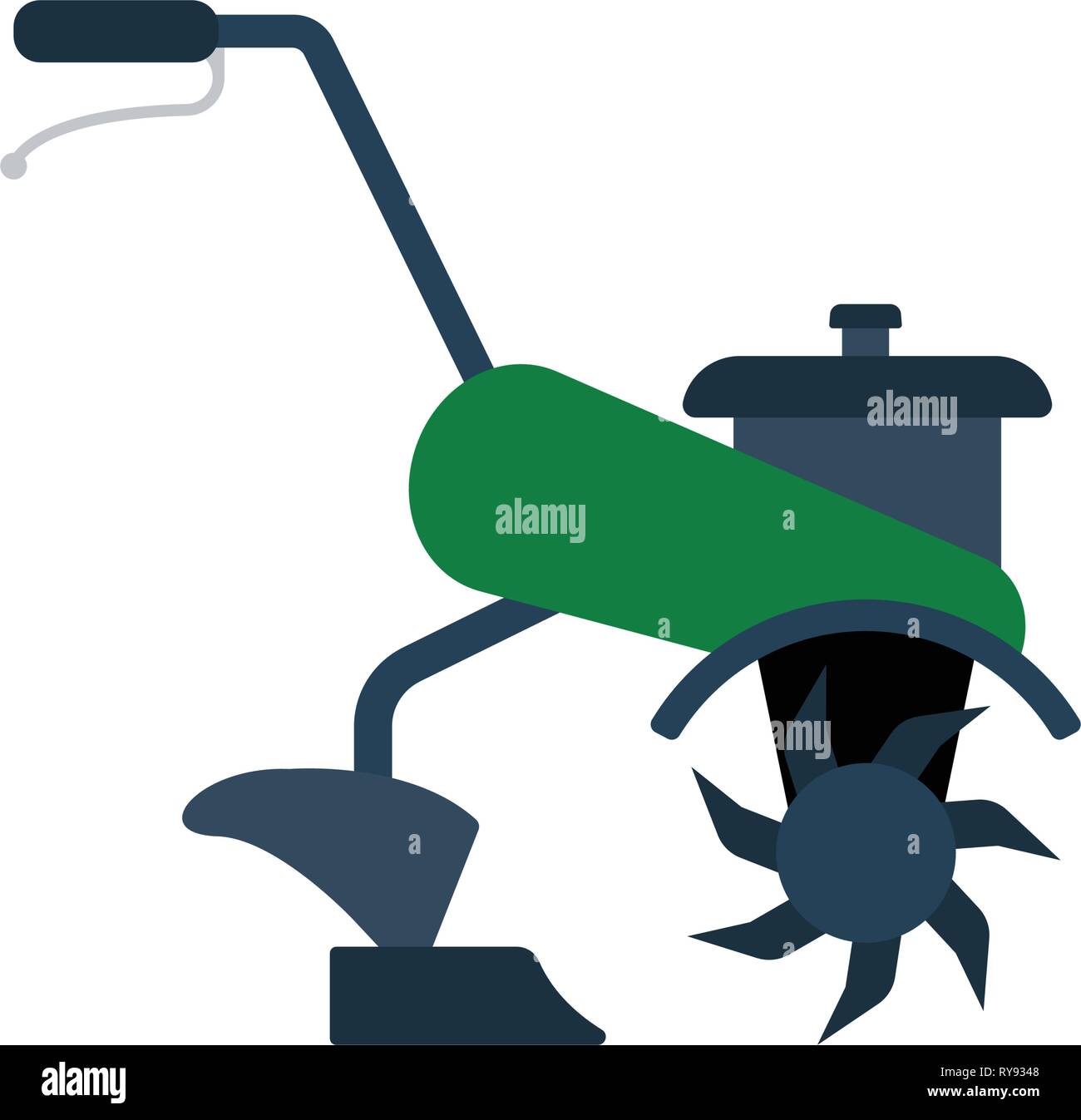 Garden tiller icon. Flat color design. Vector illustration Stock Vector ...