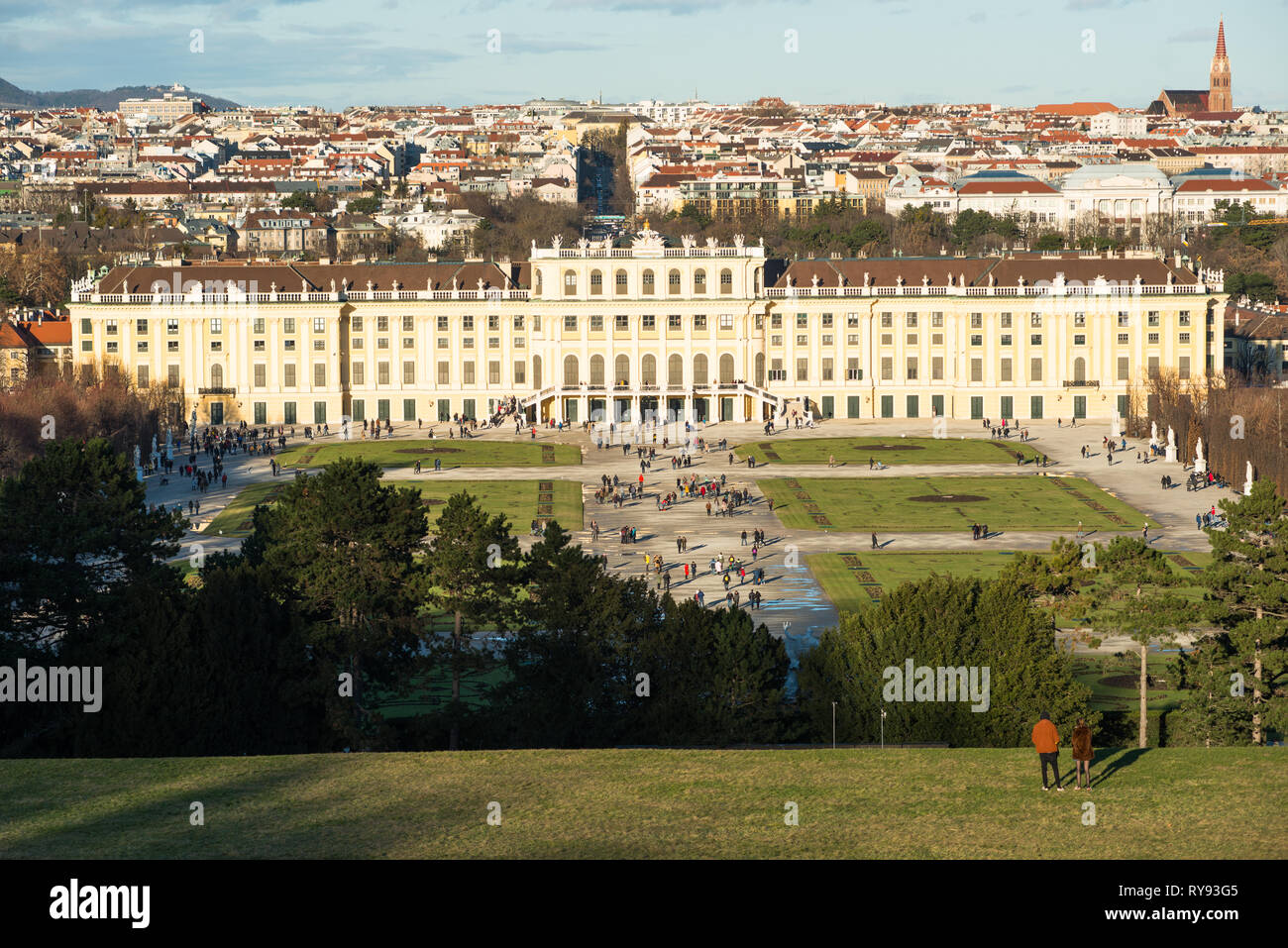 Vienna city skyline views from Schönbrunn Palace garden. Austria Stock ...