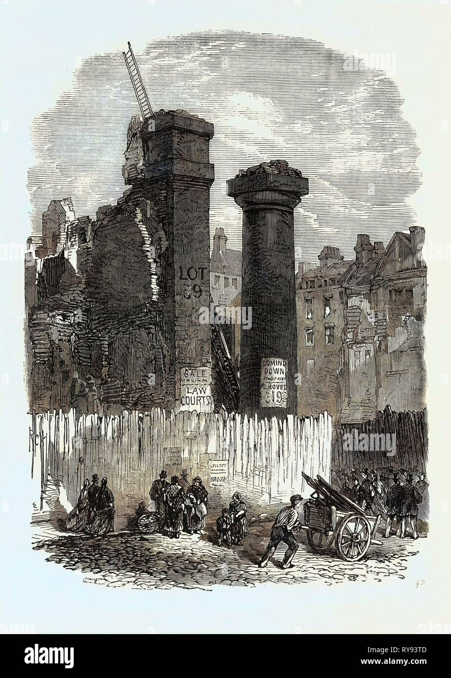 Demolition of the Entrance to Clement's Inn Strand London UK 1867 Stock ...