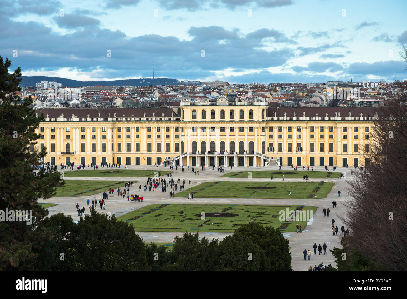 Vienna city skyline views from Schönbrunn Palace garden. Austria Stock ...