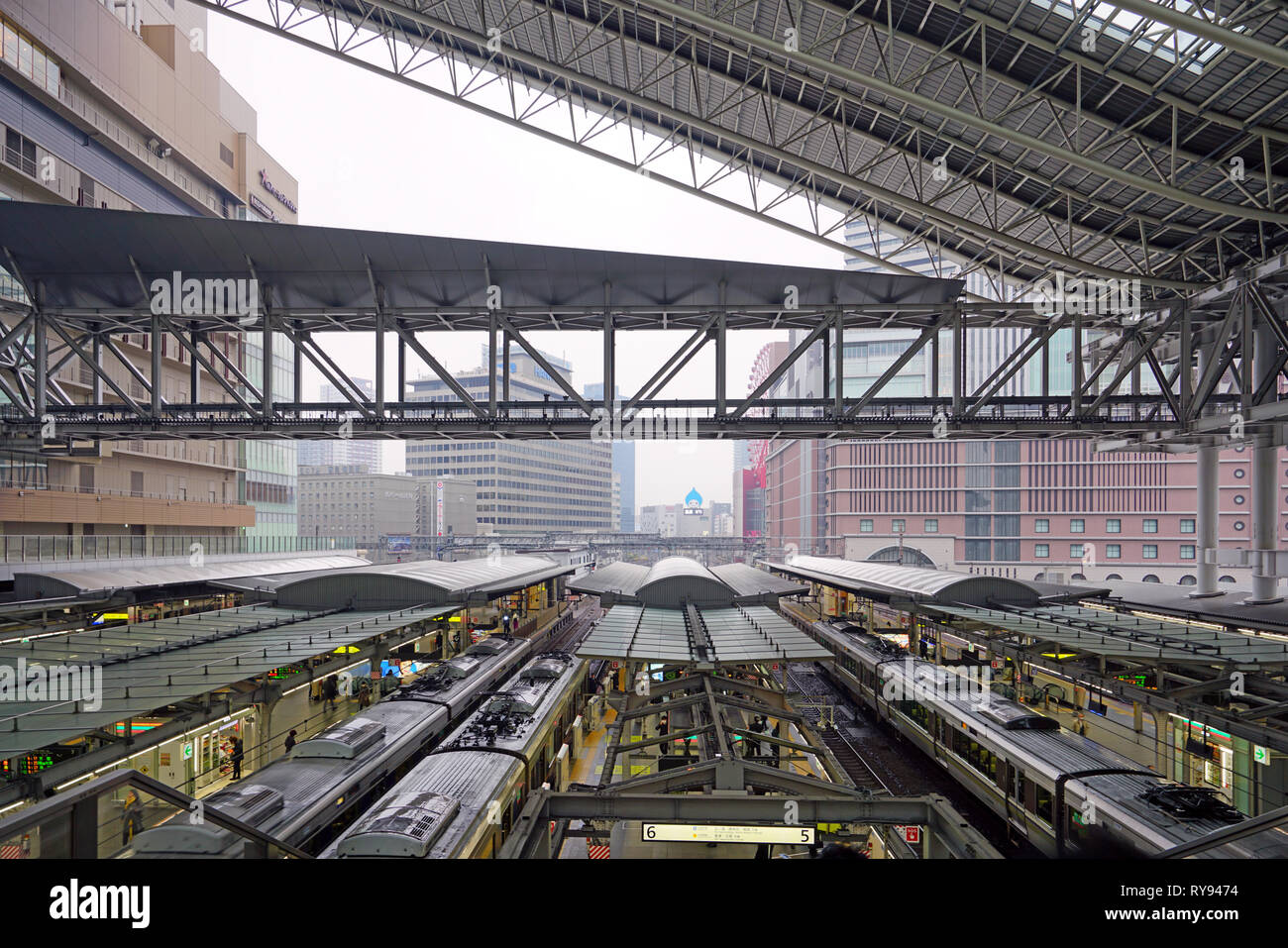 OSAKA, JAPAN -26 FEB 2019- View of the Shin Osaka train station, a ...