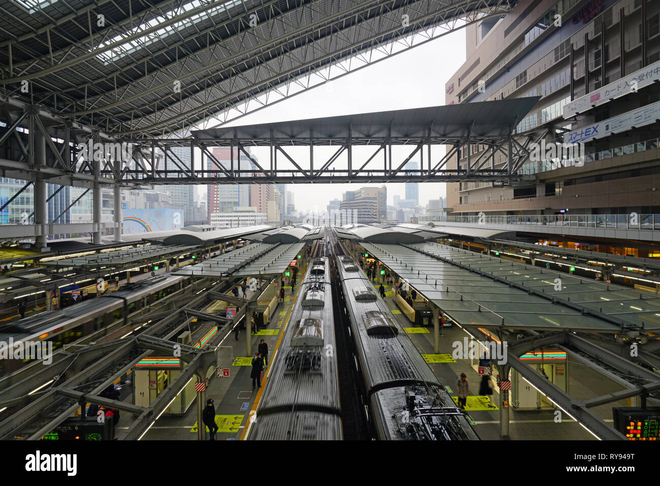 OSAKA, JAPAN -26 FEB 2019- View of the Shin Osaka train station, a ...