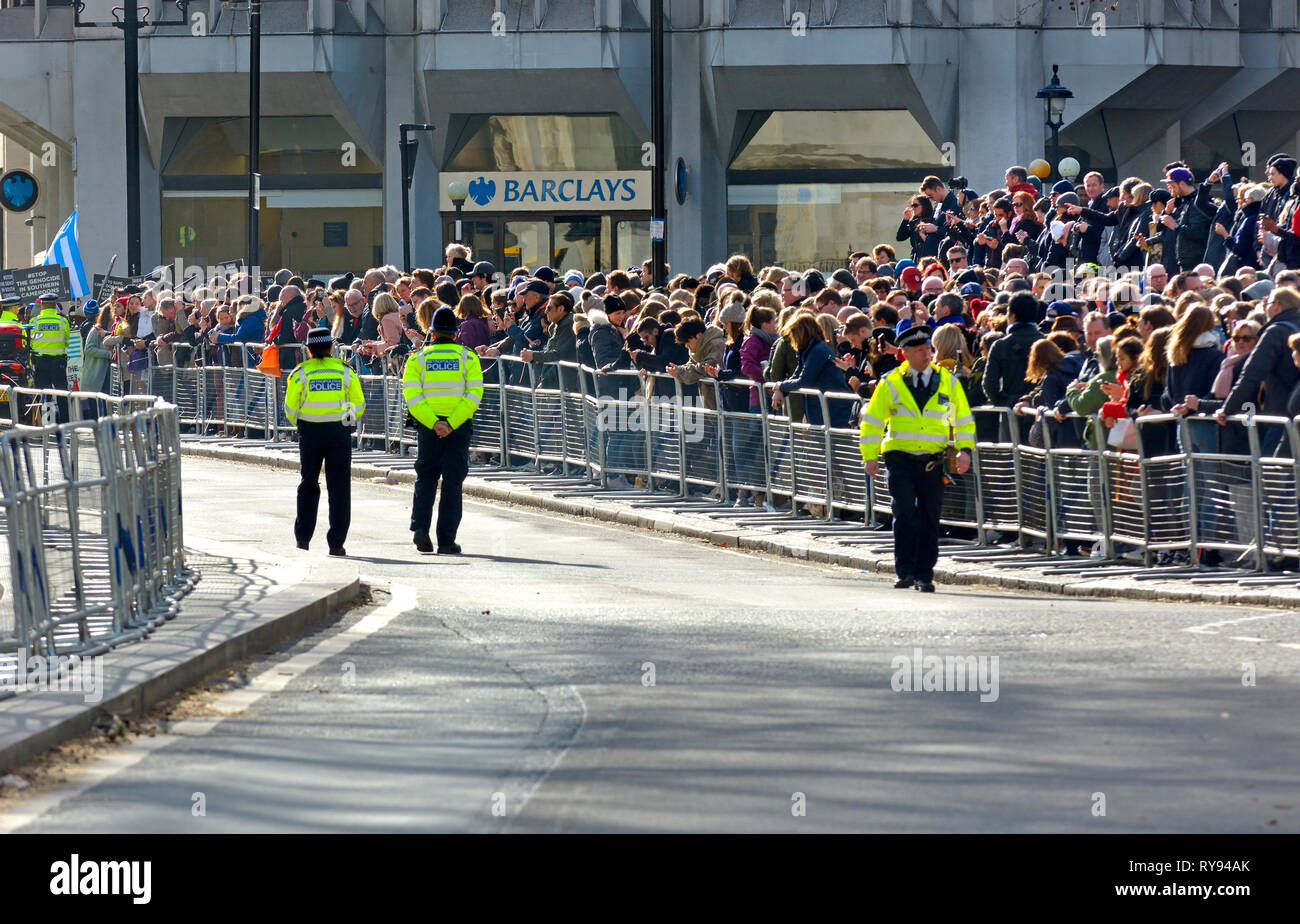 London, England, UK. Metropolitan police officers policing a crowd ...