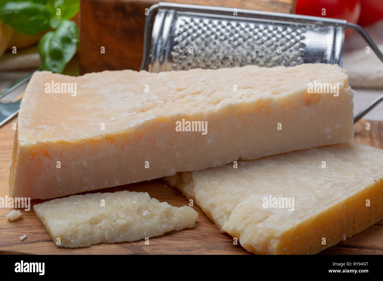 Original italian cheese, aged Parmesan cow milk cheese, pieces of ...