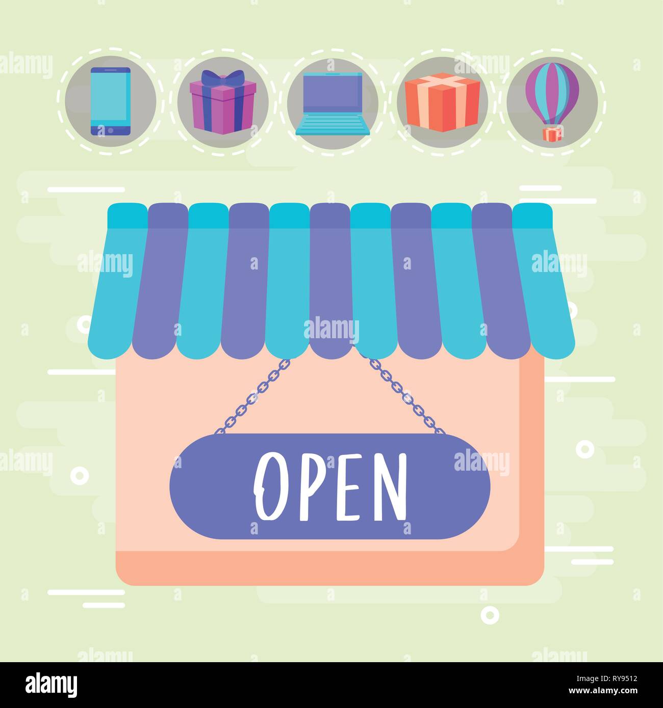 store facade with set icons vector illustration design Stock Vector ...