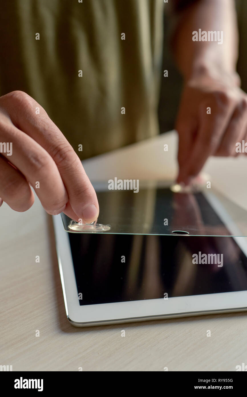 Vertical screen closeup young man hi-res stock photography and images ...