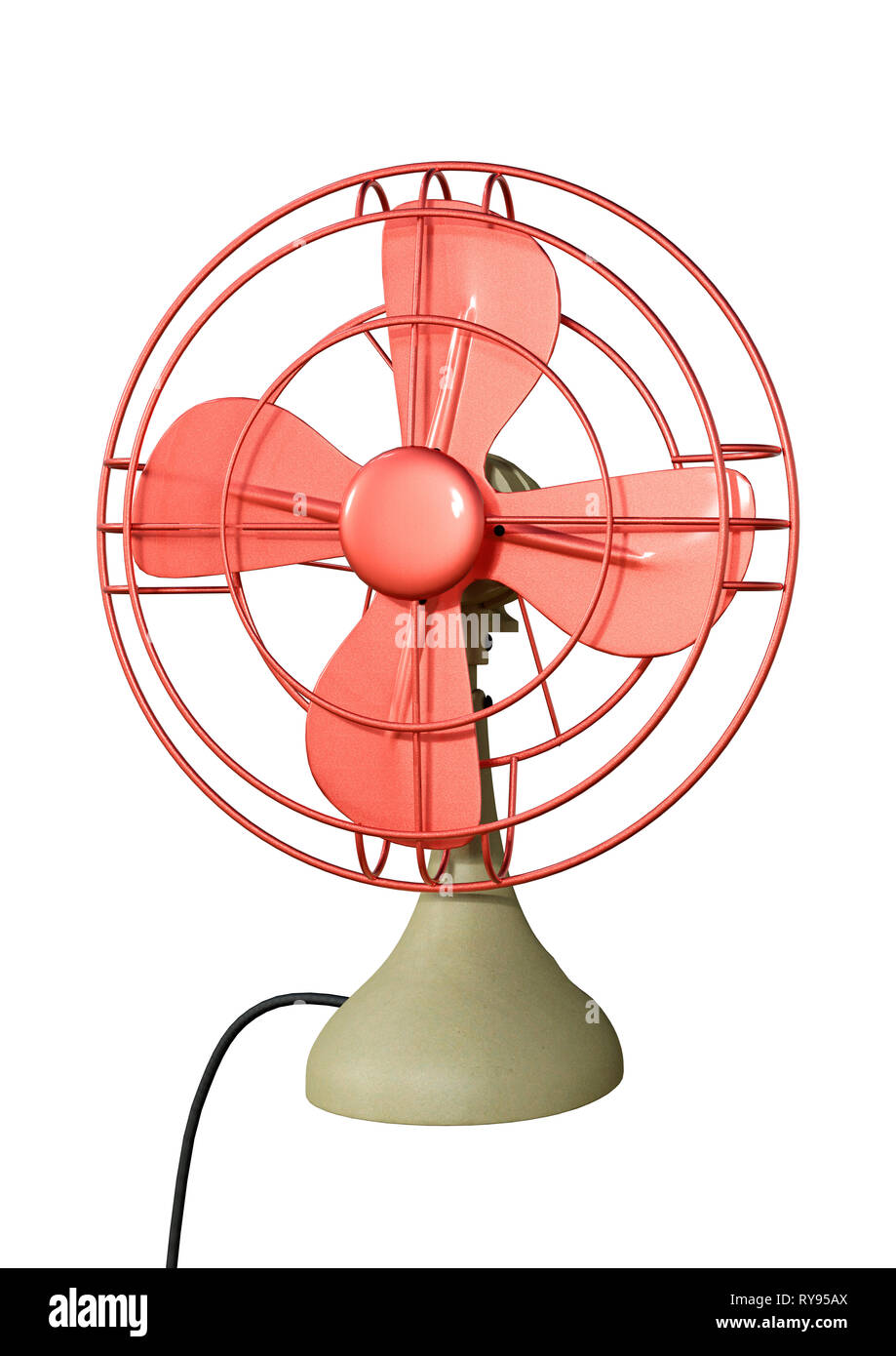 3D rendering of a retro desk fan isolated on white background Stock ...