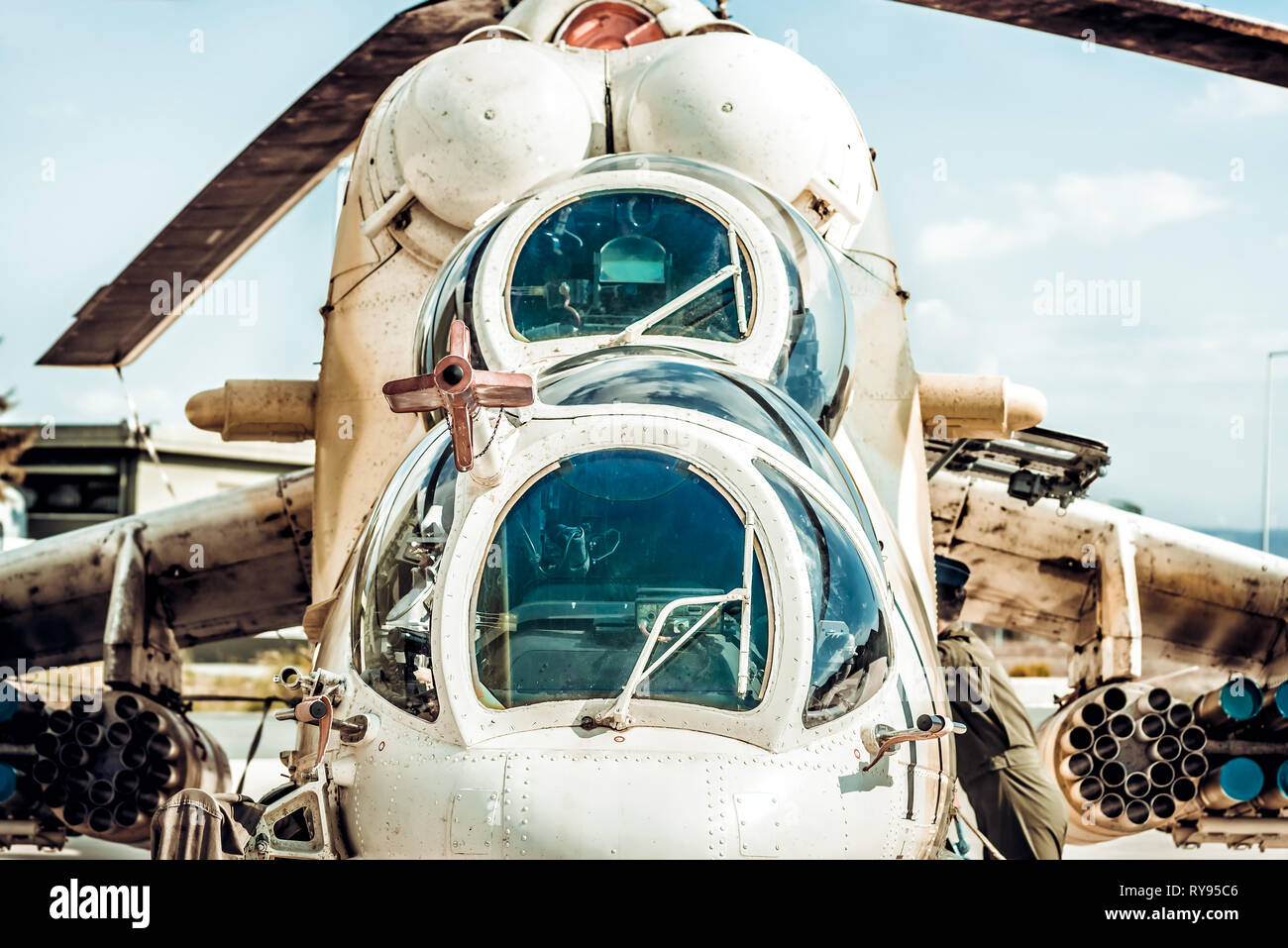 Front view of military attack helicopter Stock Photo - Alamy