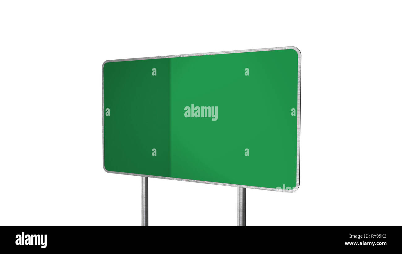 Road Sign in Green Color Isolated On White Background Stock Photo - Alamy