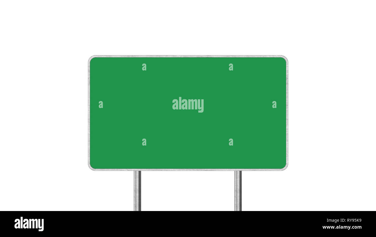 Road Sign in Green Color Isolated On White Background Stock Photo - Alamy