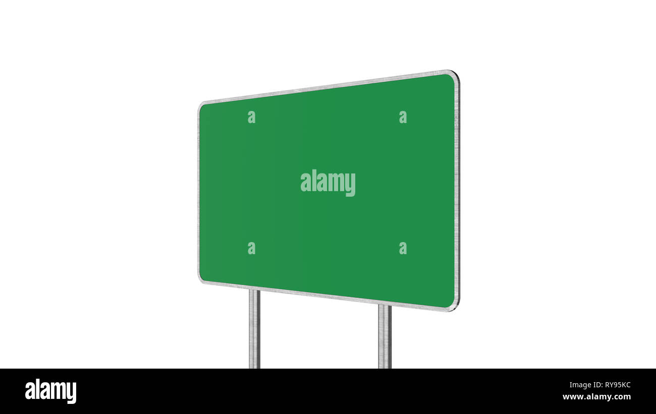 Road Sign in Green Color Isolated On White Background Stock Photo - Alamy