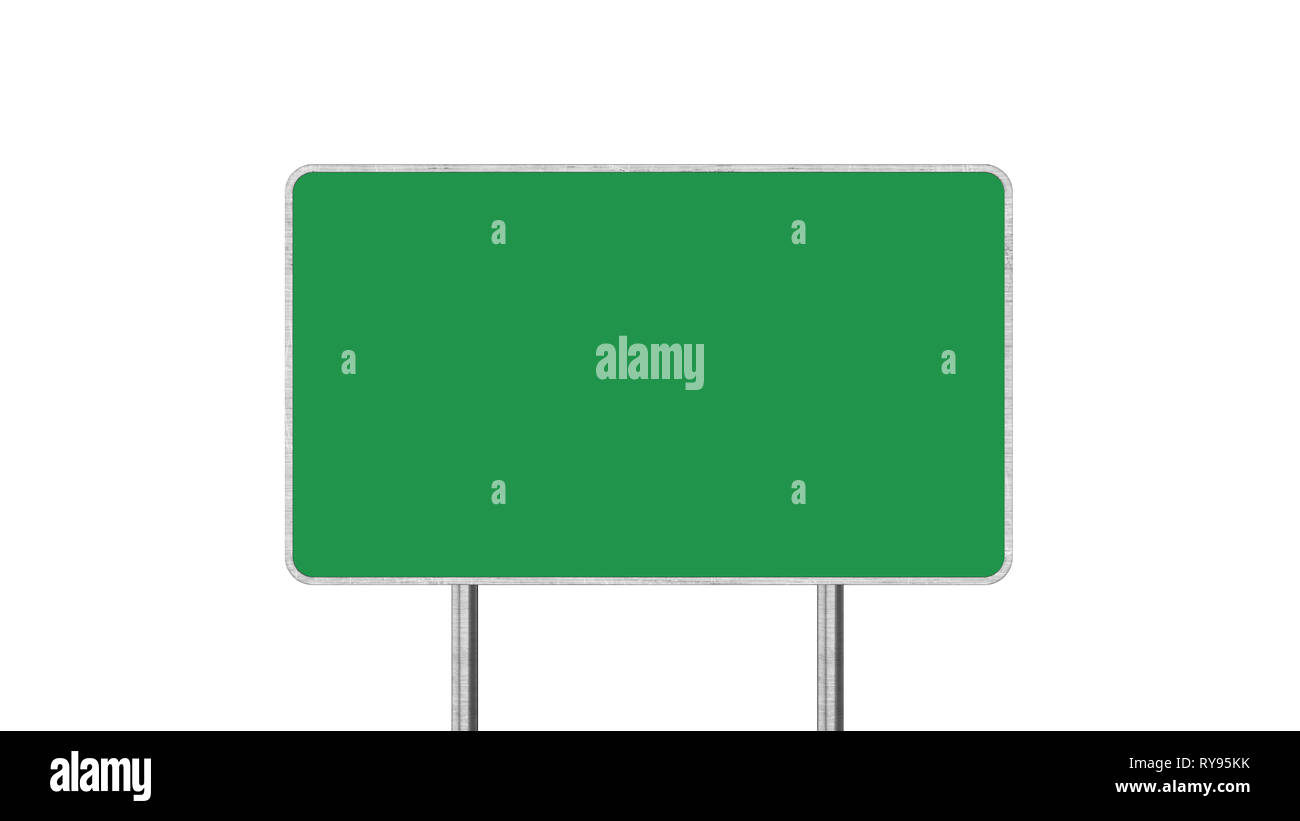 Road Sign in Green Color Isolated On White Background Stock Photo - Alamy