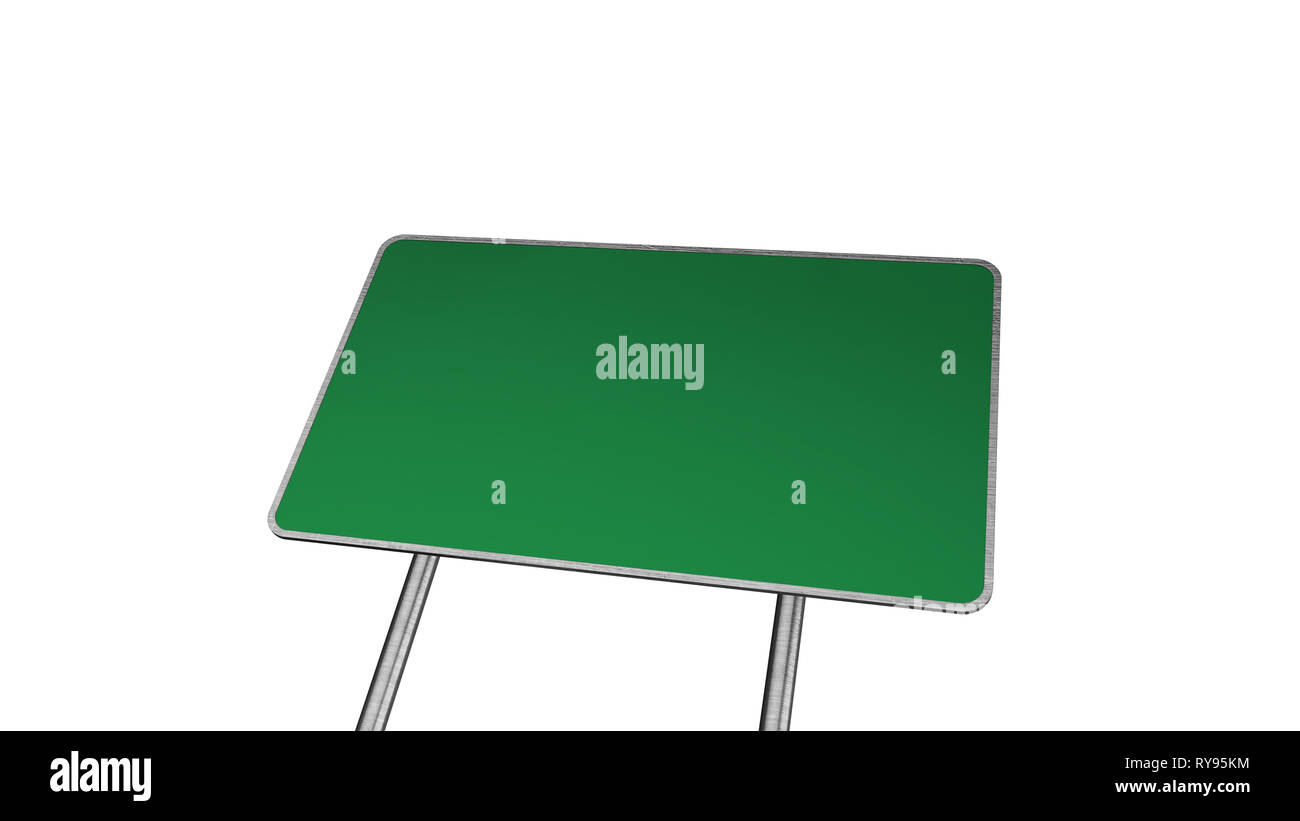 Road Sign in Green Color Isolated On White Background Stock Photo - Alamy