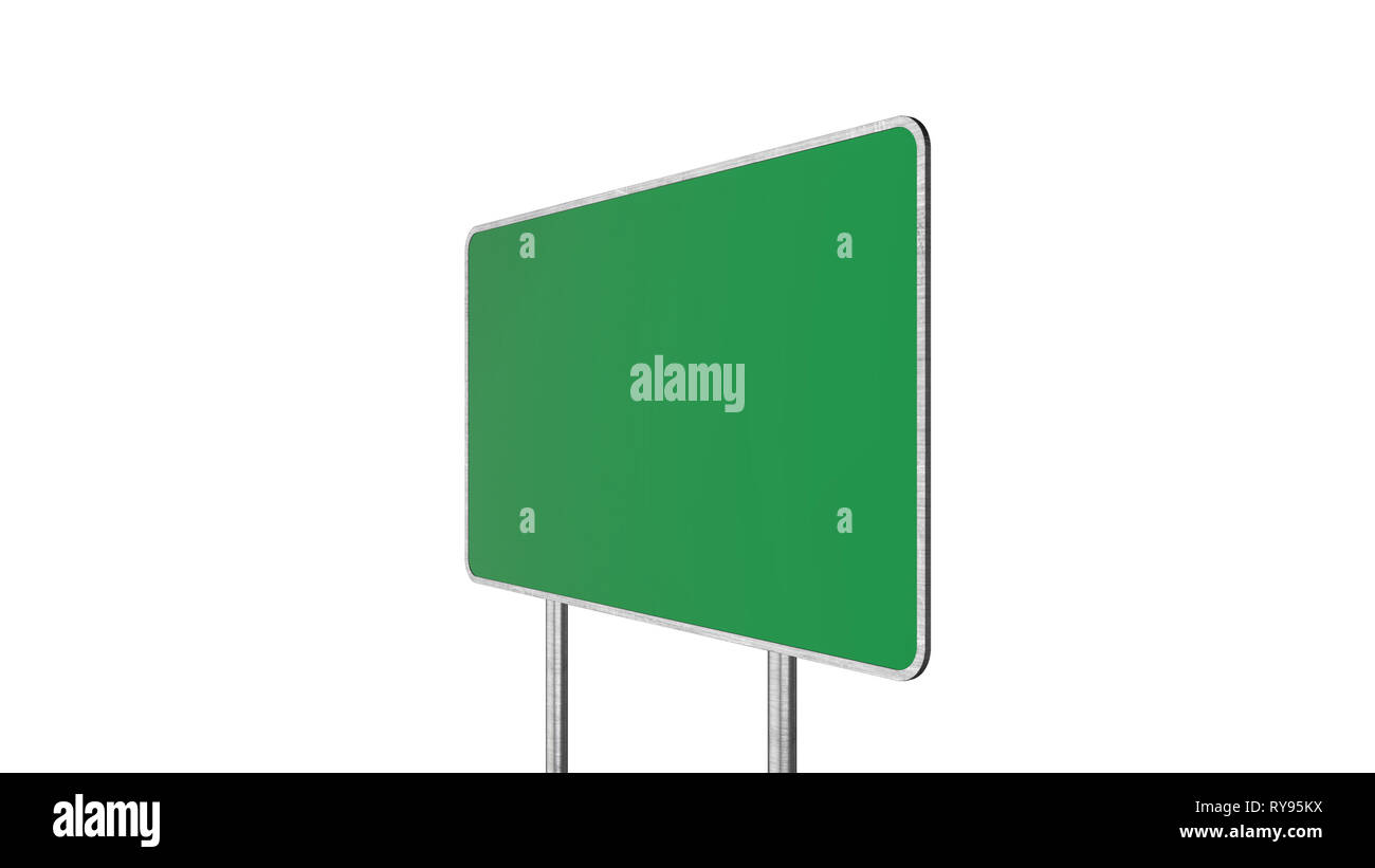 Road Sign in Green Color Isolated On White Background Stock Photo - Alamy