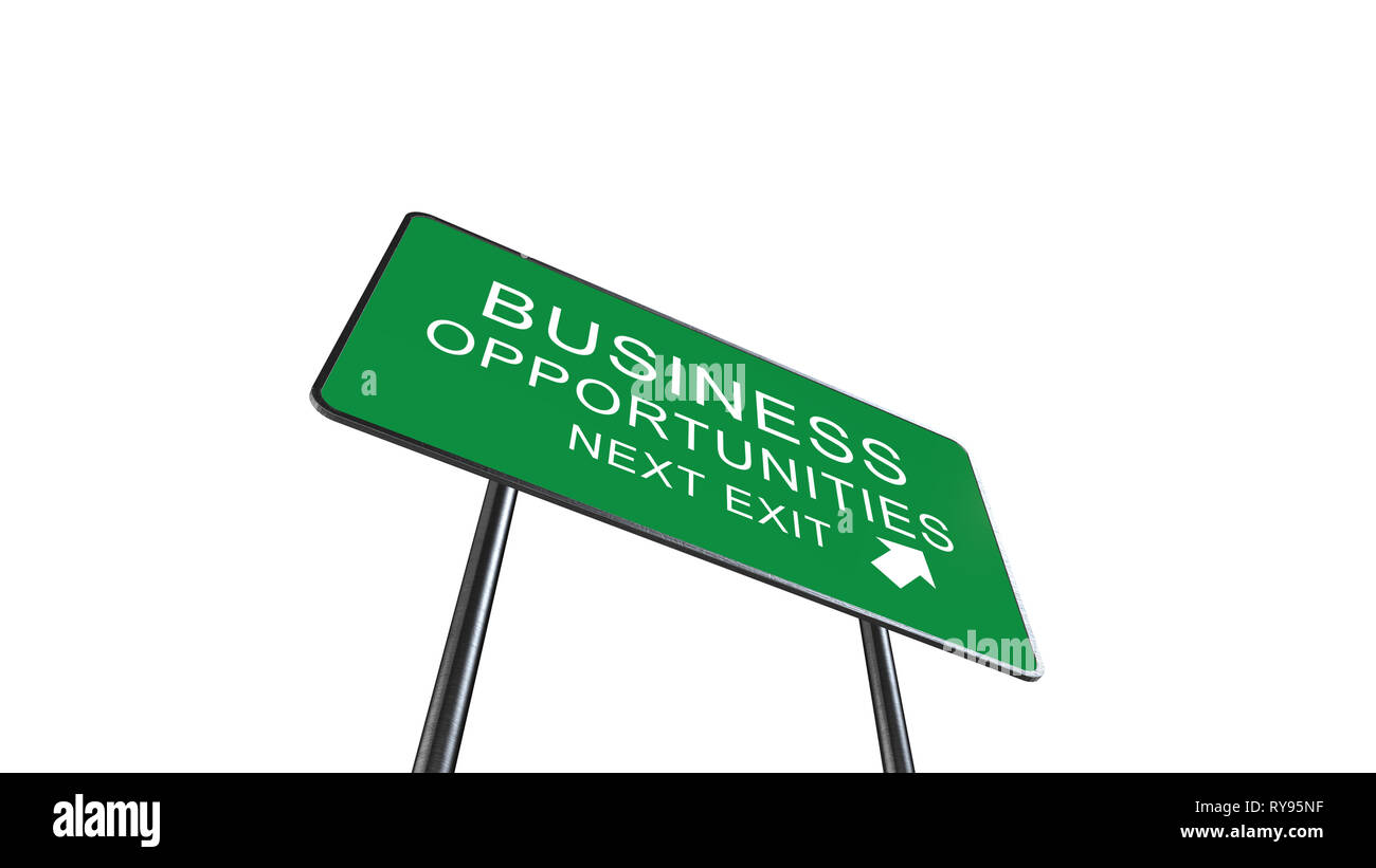 Business Opportunities Next Exit Green Road Sign With Direction Arrow ...