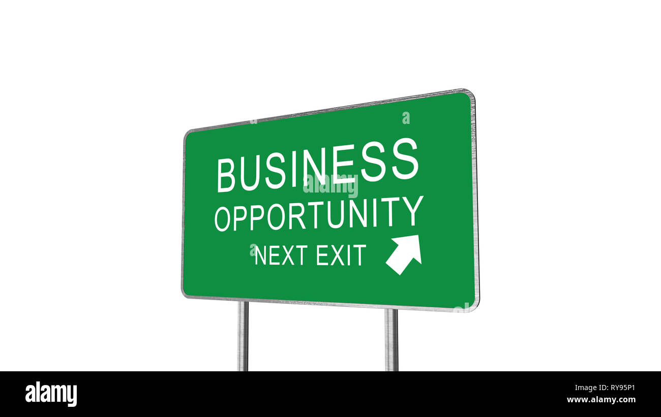 Business Opportunities Next Exit Green Road Sign With Direction Arrow ...