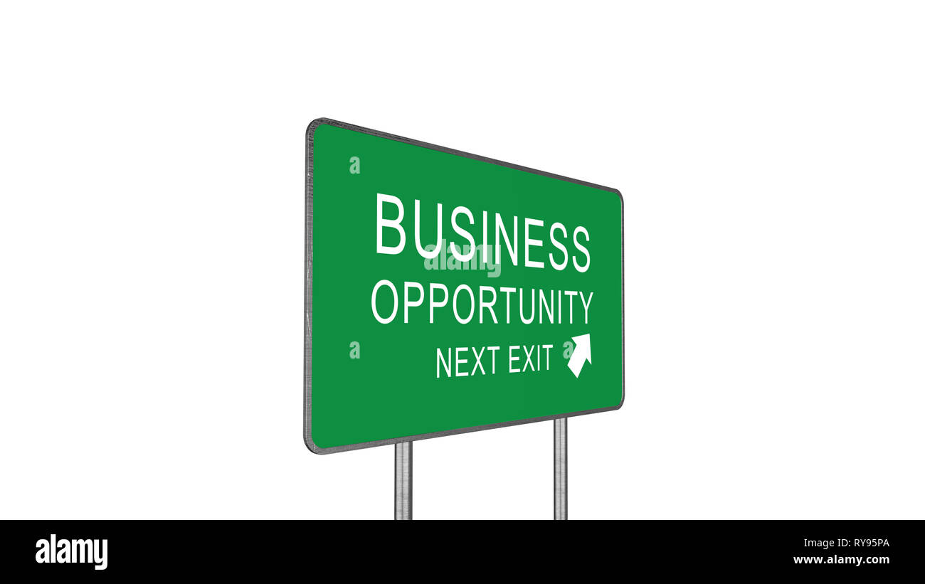 Business Opportunities Next Exit Green Road Sign With Direction Arrow ...