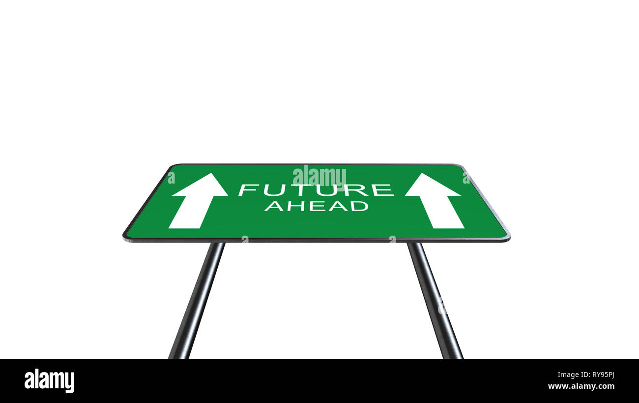 Future Green Road Sign With Direction Arrow Isolated On White ...