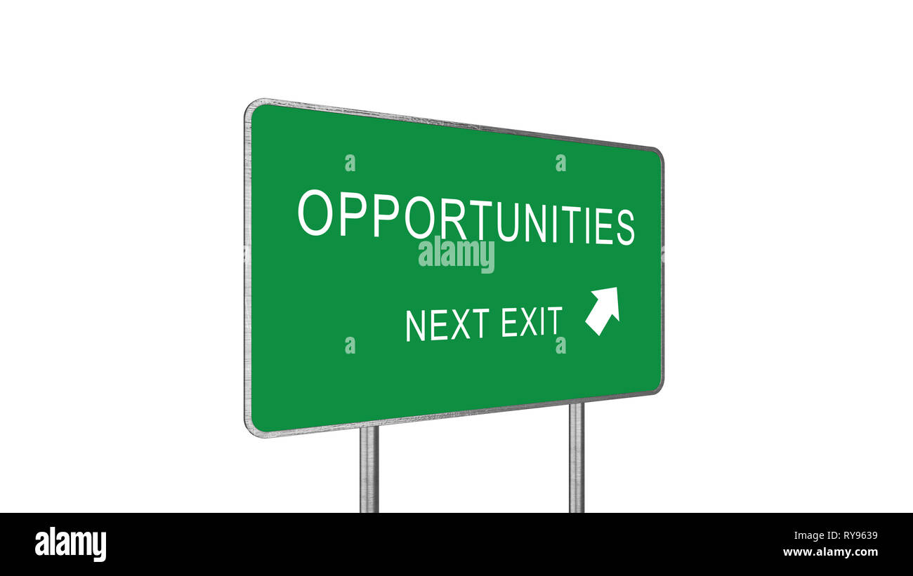 Opportunities Next Exit Green Road Sign With Direction Arrow Isolated ...