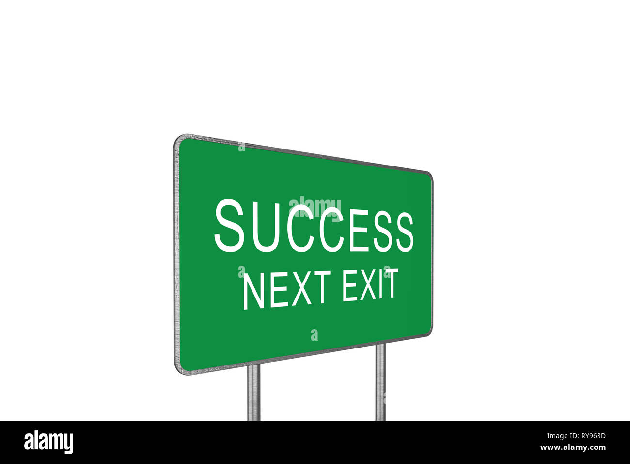 Success Next Exit Green Road Sign Isolated On White Background ...