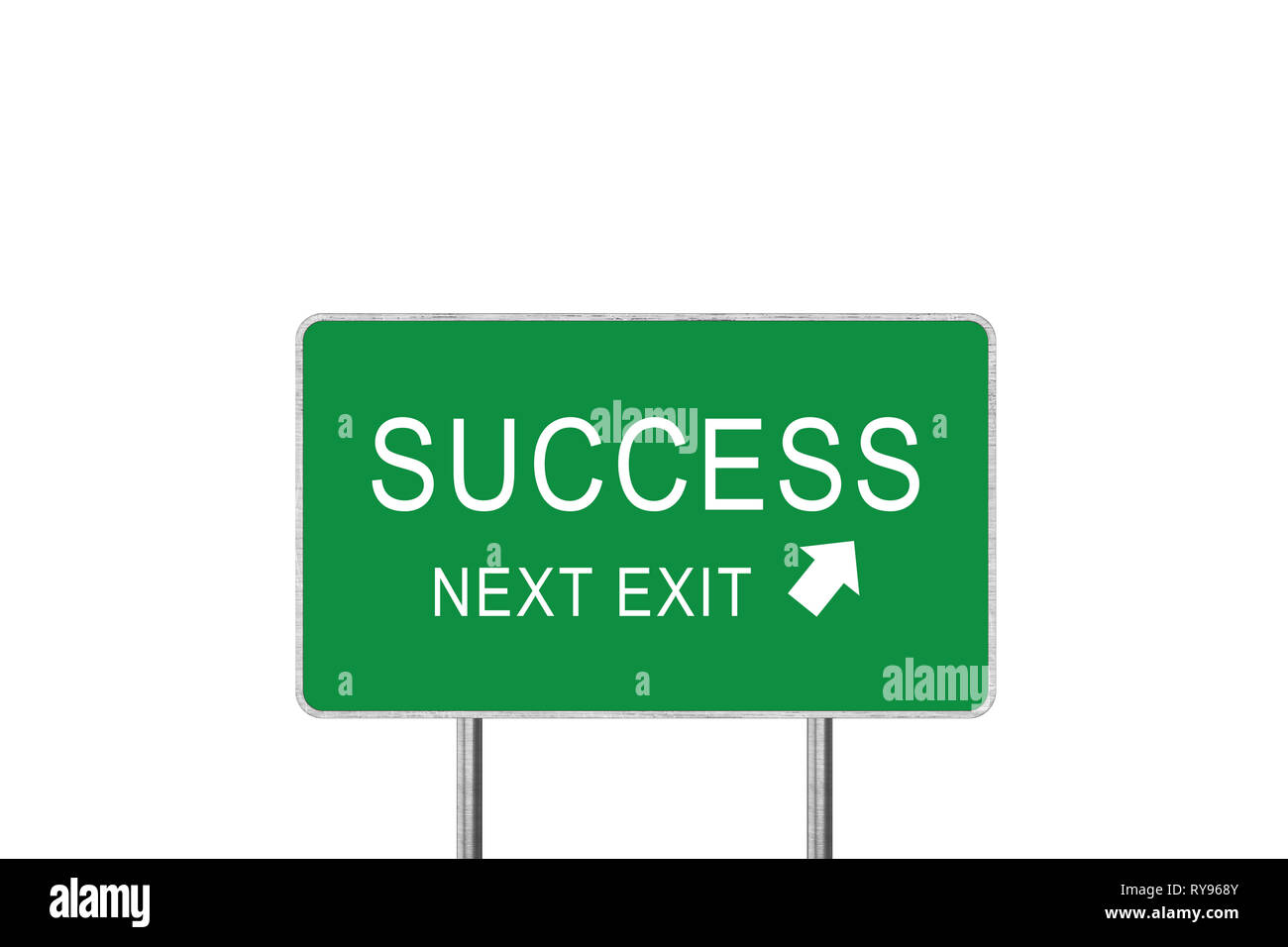 Success Next Exit Green Road Sign Isolated On White Background ...