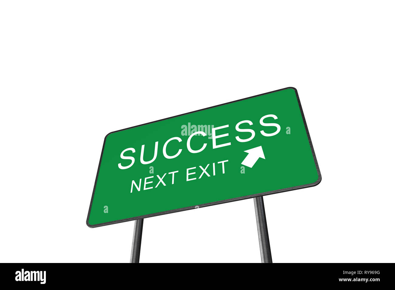Success Next Exit Green Road Sign Isolated On White Background ...