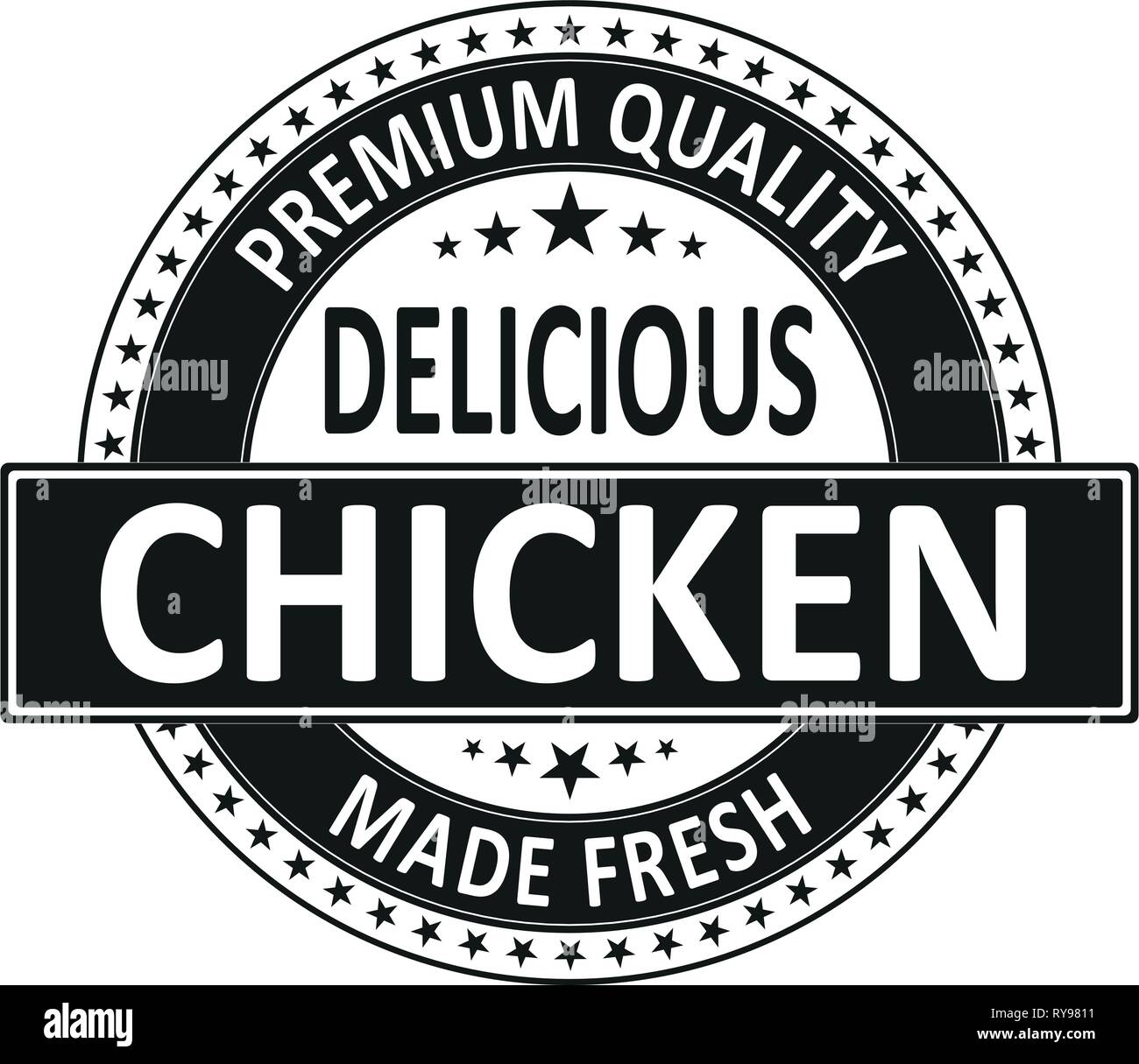 premium quality delicious chicken made fresh badge stamp Stock Vector ...