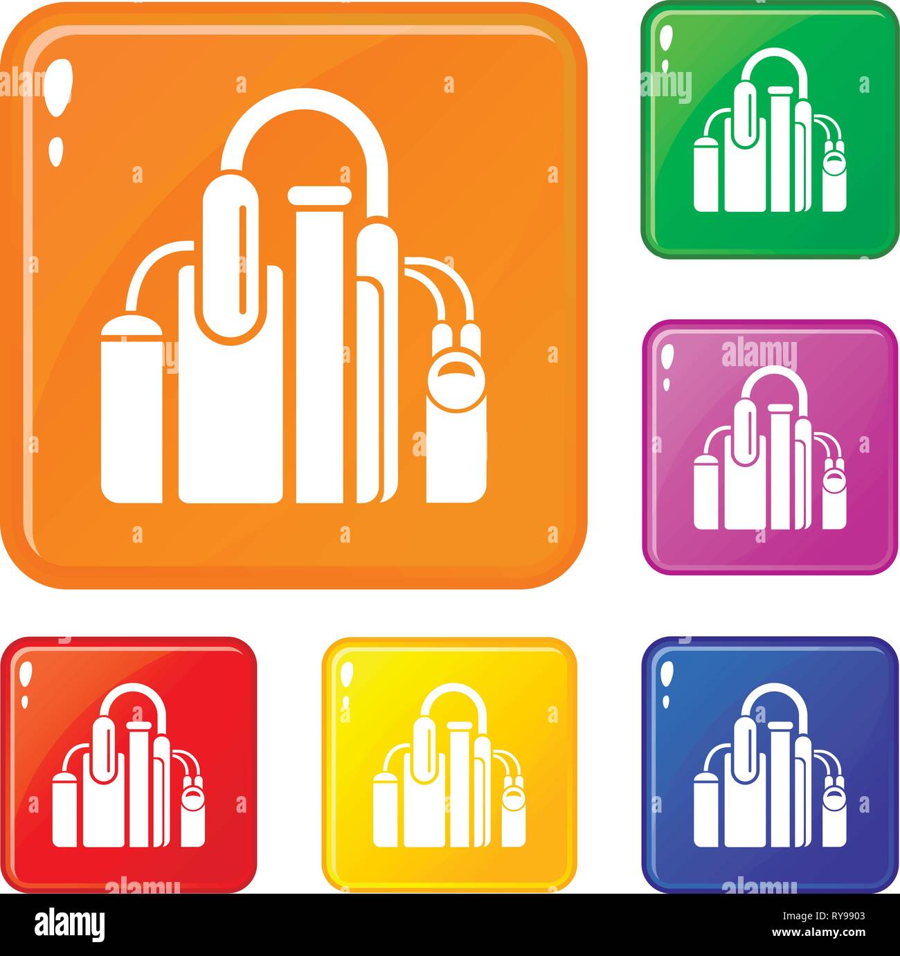 Factory icons set vector color Stock Vector Image & Art - Alamy