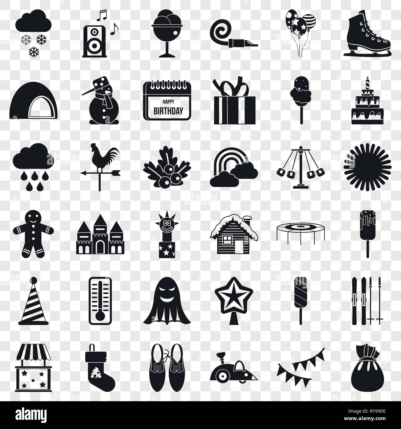 Children holiday icons set, simple style Stock Vector Image & Art - Alamy