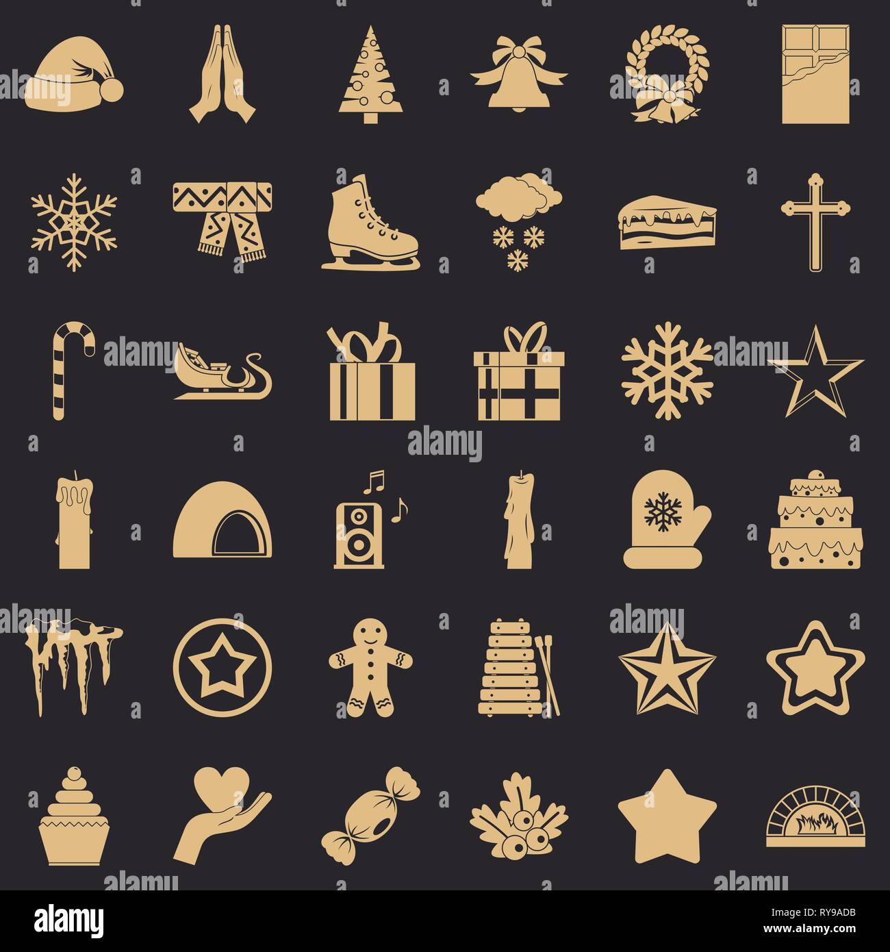 Christmas nighticons set, simple style Stock Vector Image & Art - Alamy