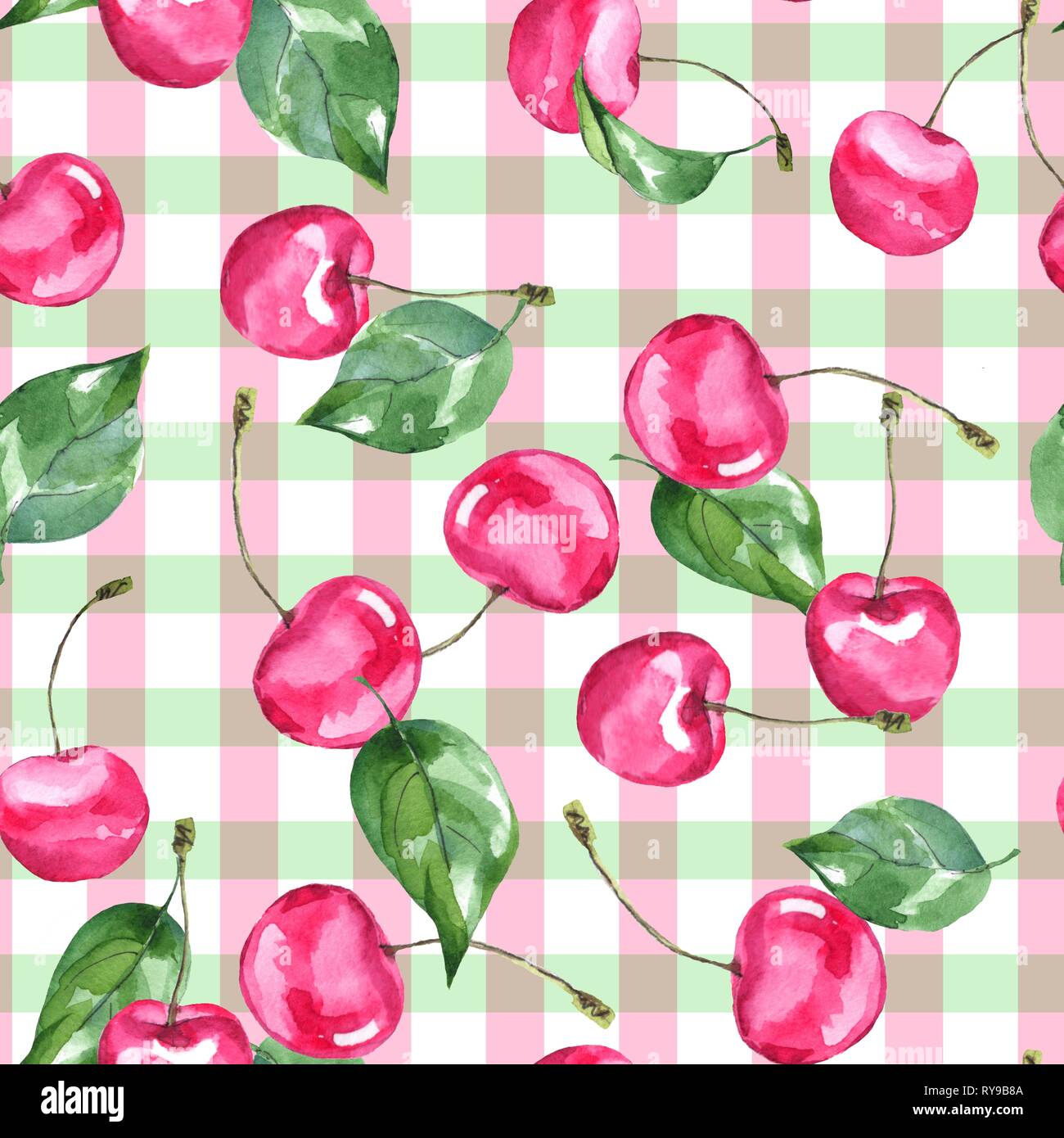 Cherry watercolor hi-res stock photography and images - Alamy