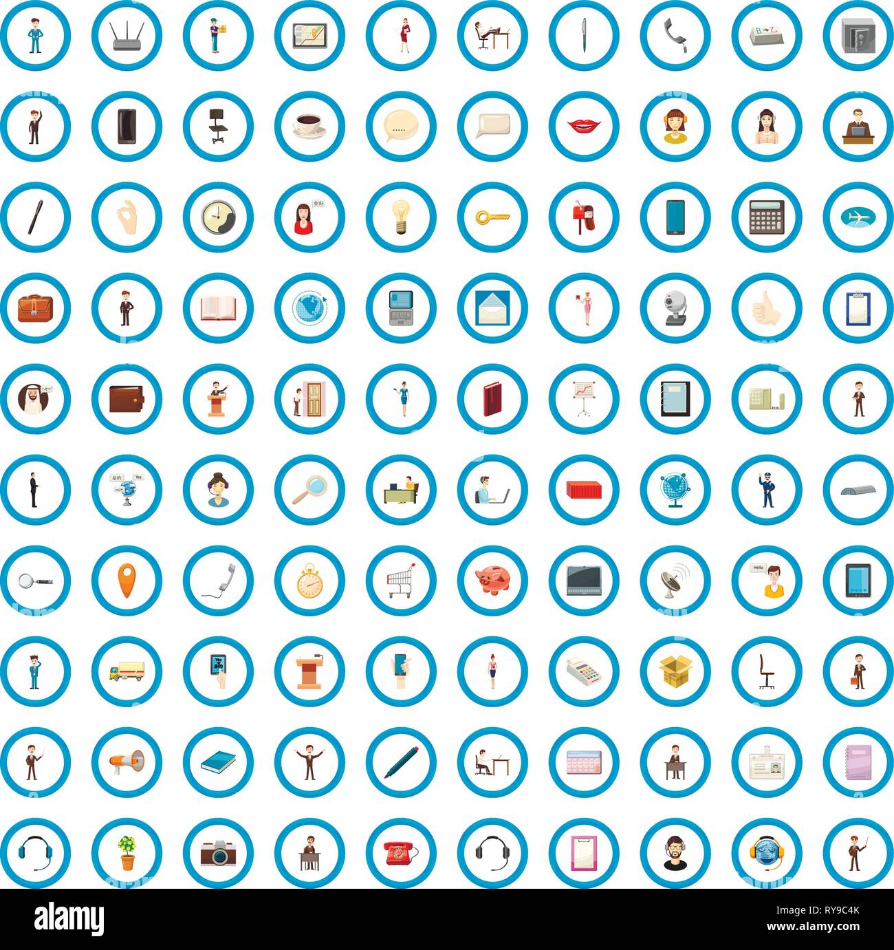 100 finance department icons set, cartoon style Stock Vector Image ...