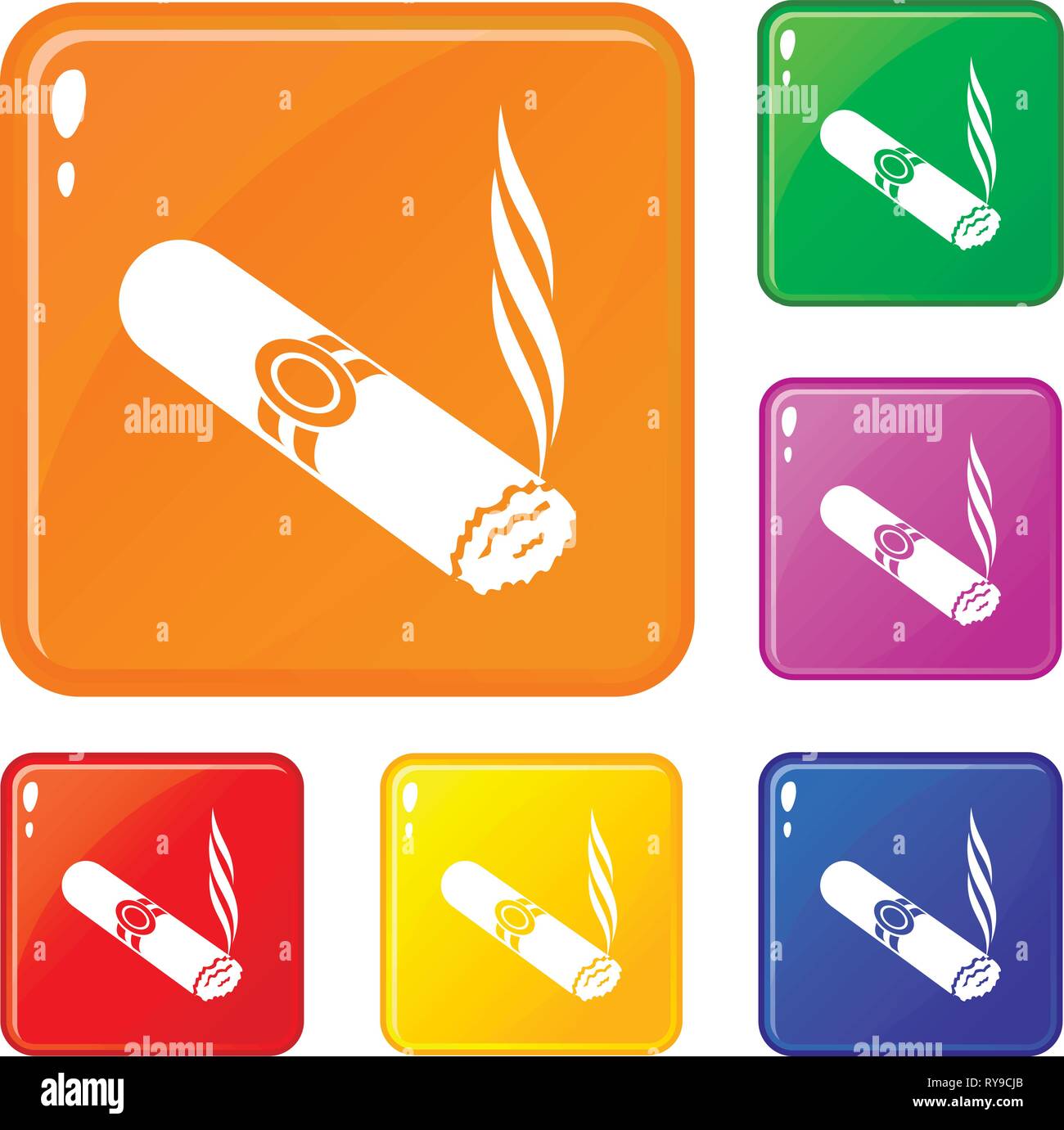 Cigar icons set vector color Stock Vector Image & Art - Alamy