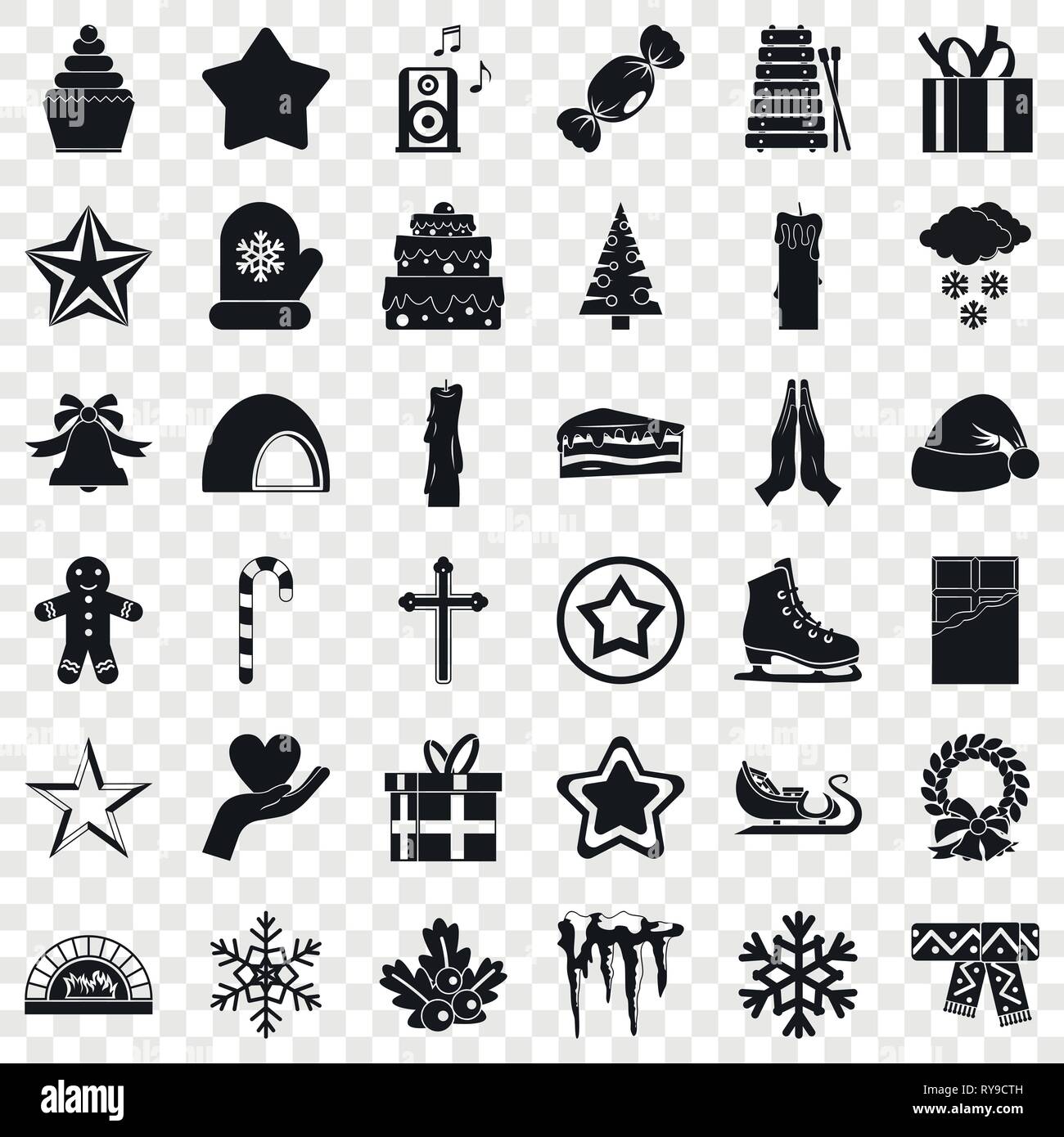 Christmas celebration icons set, simple style Stock Vector Image & Art ...
