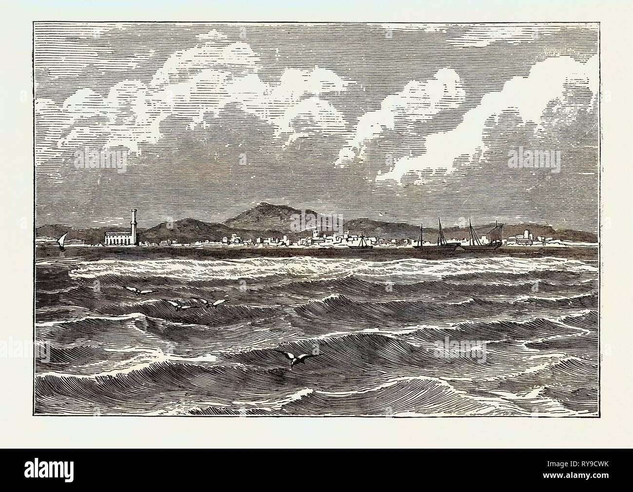 VIEW OF MOCHA, ARABIA. Mocha, Yemen, Red Sea port and source of mocha ...