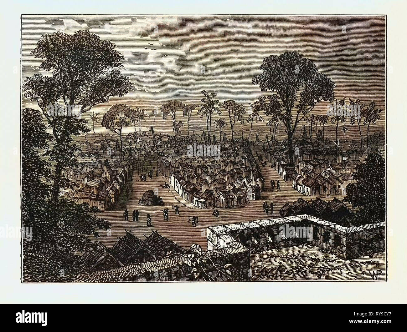 VIEW OF COOMASSIE, THE CAPITAL OF ASHANTI. Ashanti Empire, a pre ...