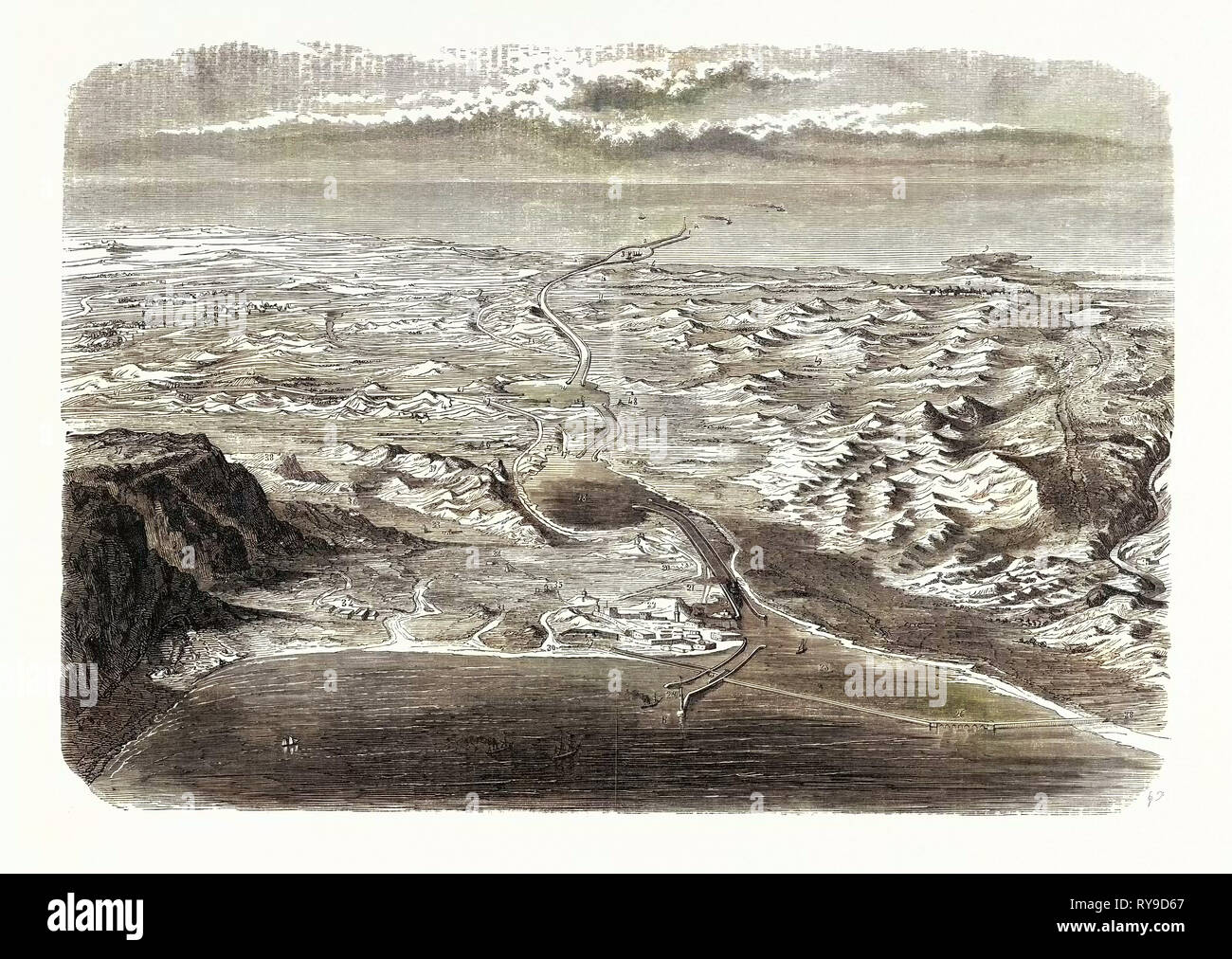 Panoramic view of the Suez Canal and the canal of the two seas ...