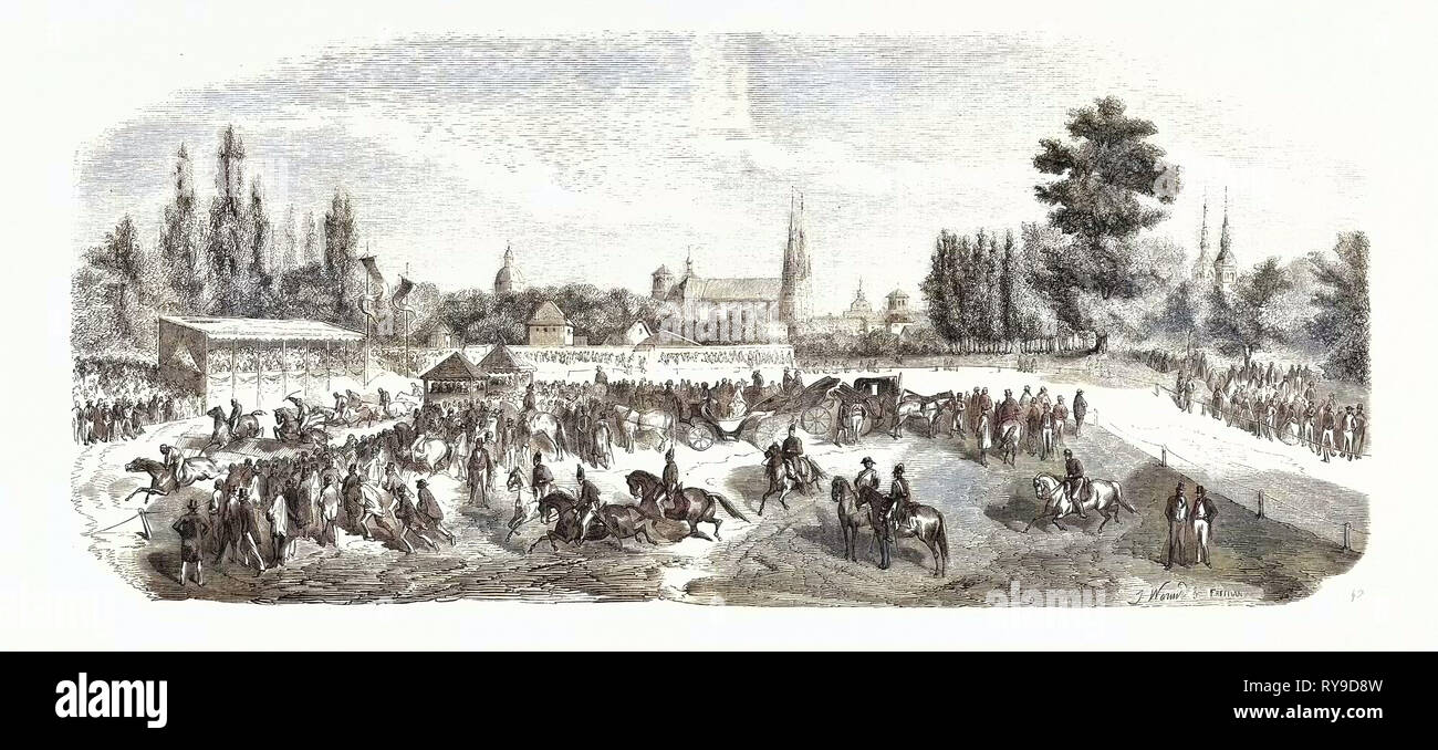 The Racecourse of Chalons-Sur-Marne, France. Engraving 1855 Stock Photo ...