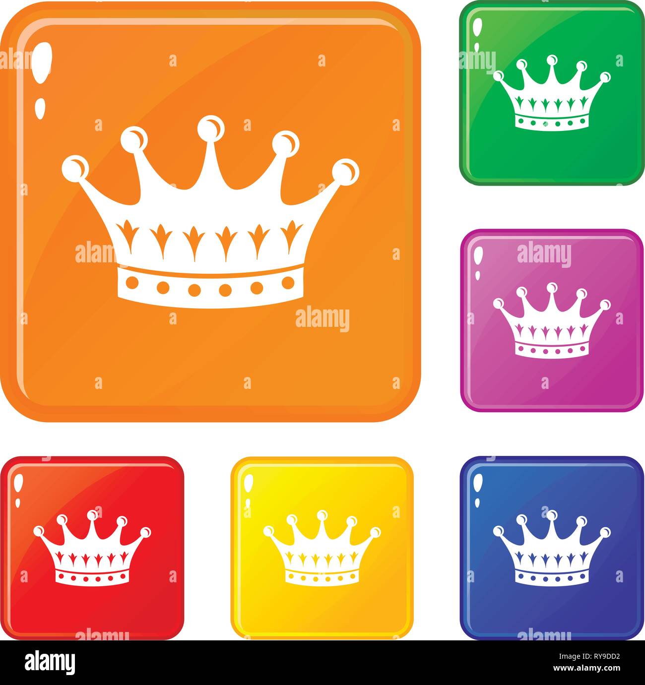 Crown icons set vector color Stock Vector Image & Art - Alamy