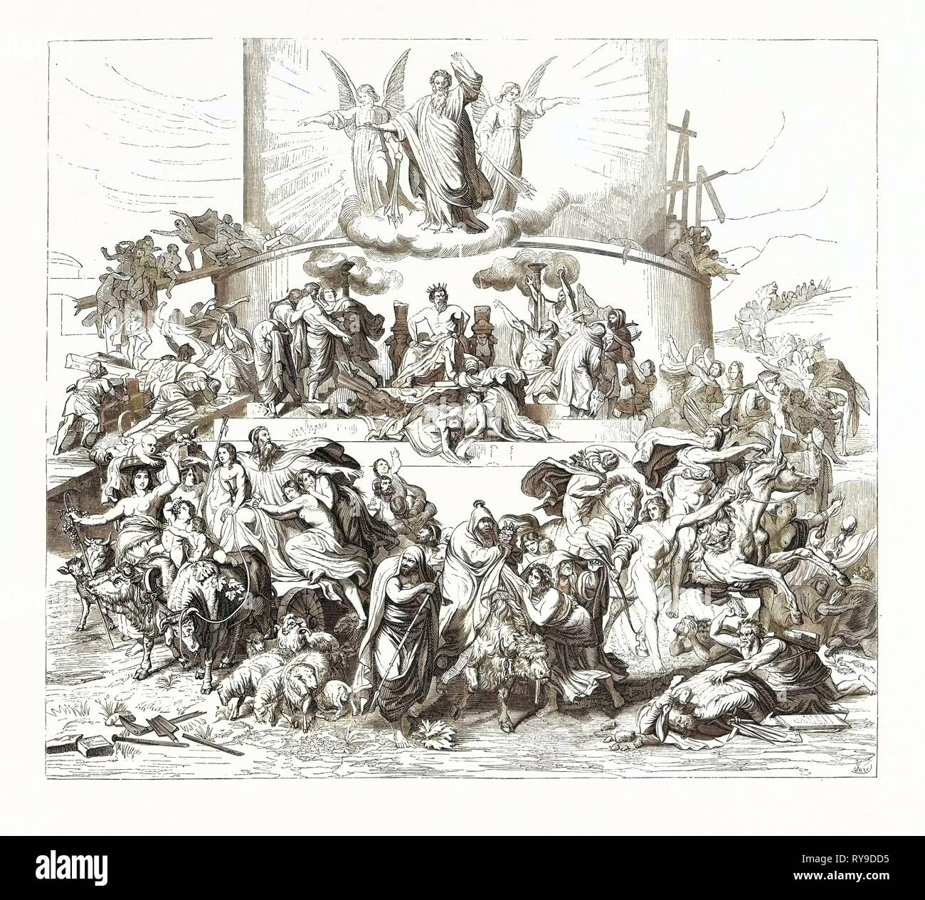 Salon of 1855. Prussian School. The Tower of Babel, Engraving Stock ...