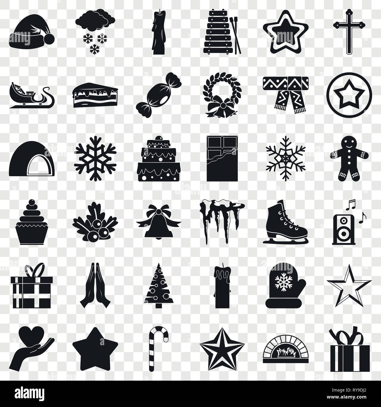Christmas nighticons set, simple style Stock Vector Image & Art - Alamy