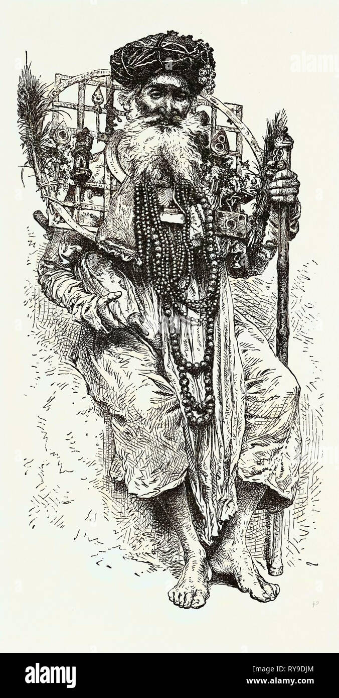 Indian Fakir Carrying a Large Circlet of Iron Around His Neck. A ...