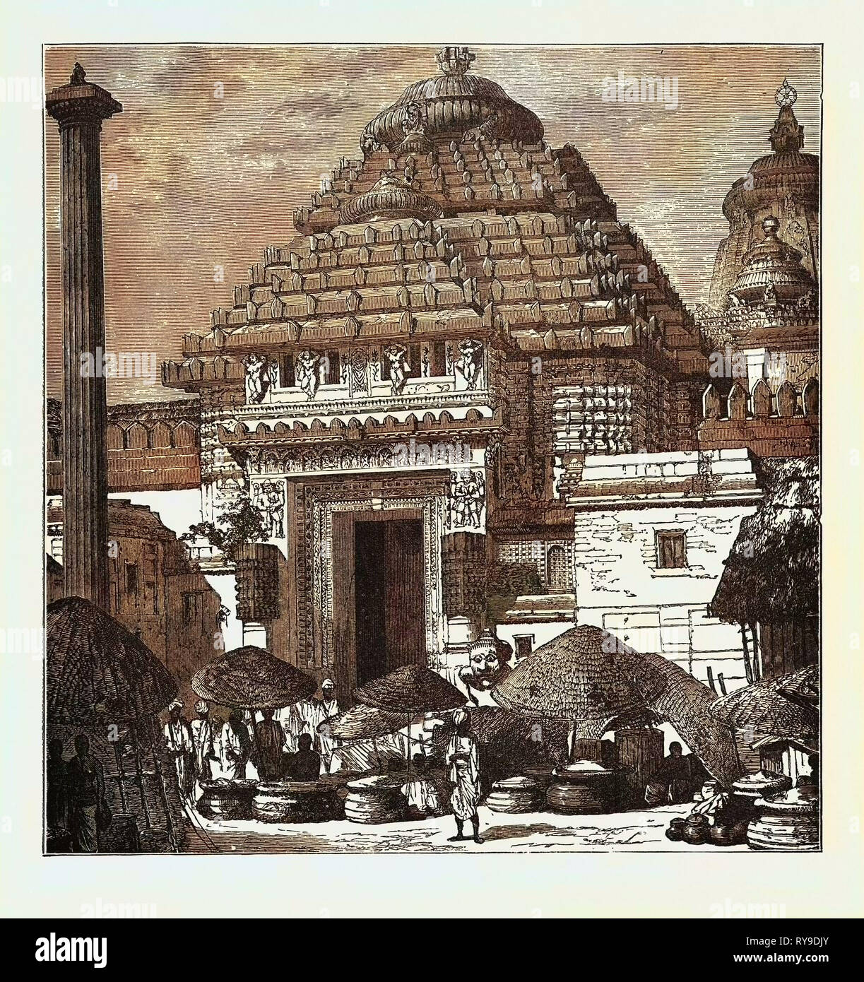 Entrance to the Temple of Juggernaut, India. Hindu Ratha Yatra Temple ...